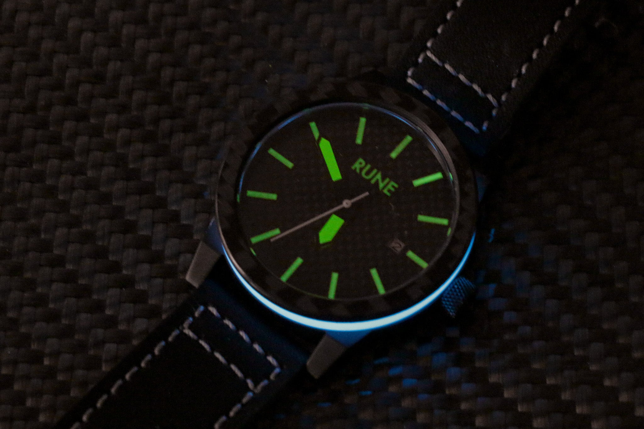 Cobalt Blue Automatic Rune Carbon Fiber Watch V2 - Last One – Runerefinery