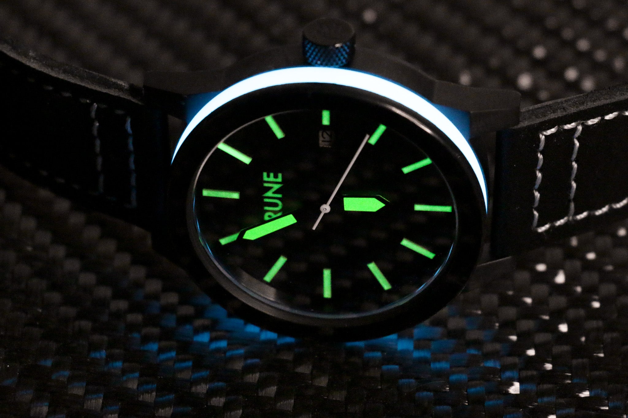 Cobalt Blue Automatic Rune Carbon Fiber Watch V2 - Last One – Runerefinery